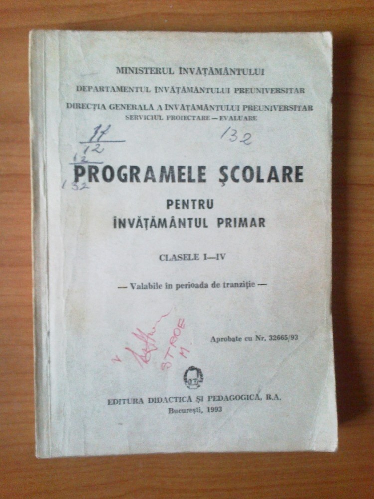 k1 Programe scolare pentru invatamantul primar - clasele I - IV ...