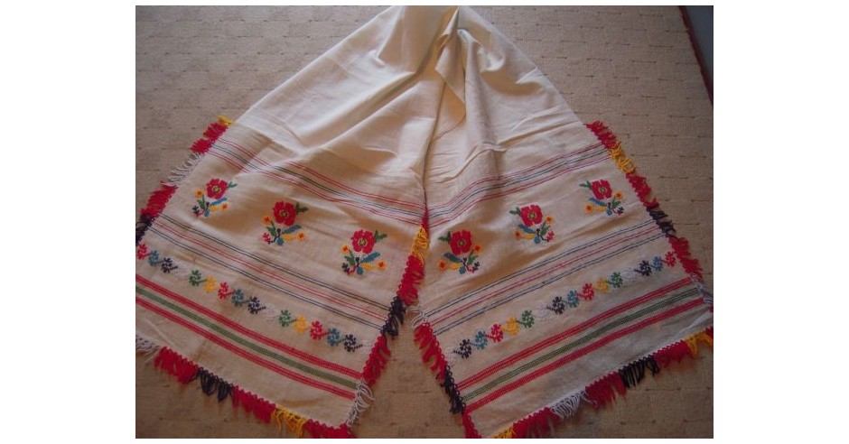 Vand stergar traditional romanesc,din fir de borangic,tesut la razboi ...