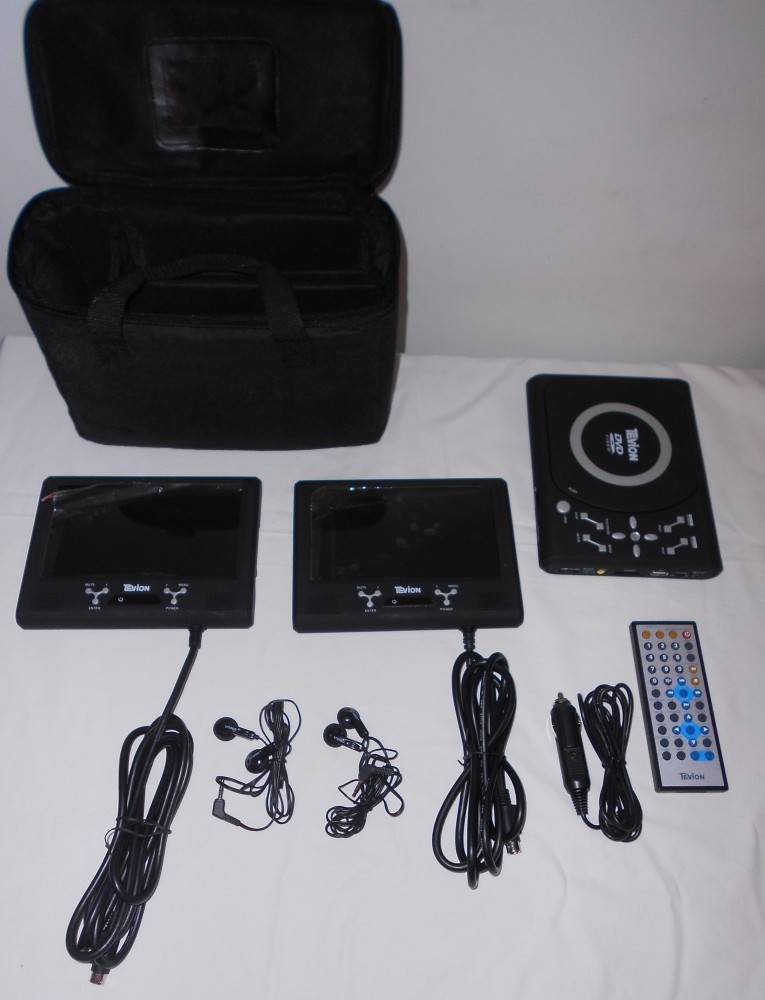 Tevion DVD player AUTO portabil cu 2 ecrane de 7" cu USB si cititor de ...