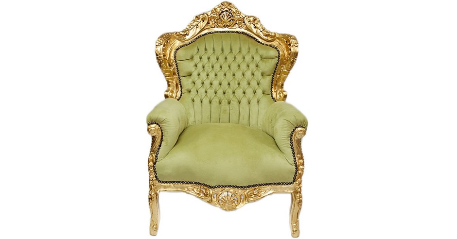 FOTOLIU BAROC DIN LEMN MASIV AURIU CU TAPITERIE DIN CATIFEA FISTIC ...