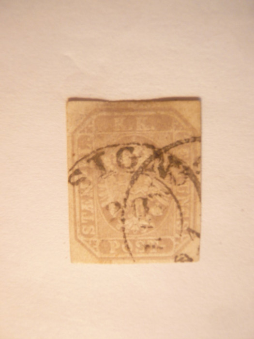 Timbru 1,05 Kr.gri-brun ,marca de ziare ,1863 Austria , stampilat ...