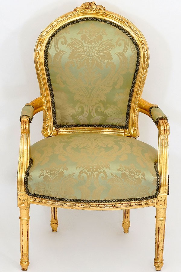 SCAUN BAROC DIN LEMN MASIV AURIU CU TAPISERIE DE MATASE VERDE | arhiva ...