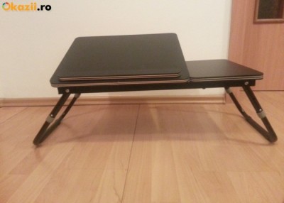 Masuta lemn neagra ,plianta, pt laptop ,mic dejun,excursii ,cu ...