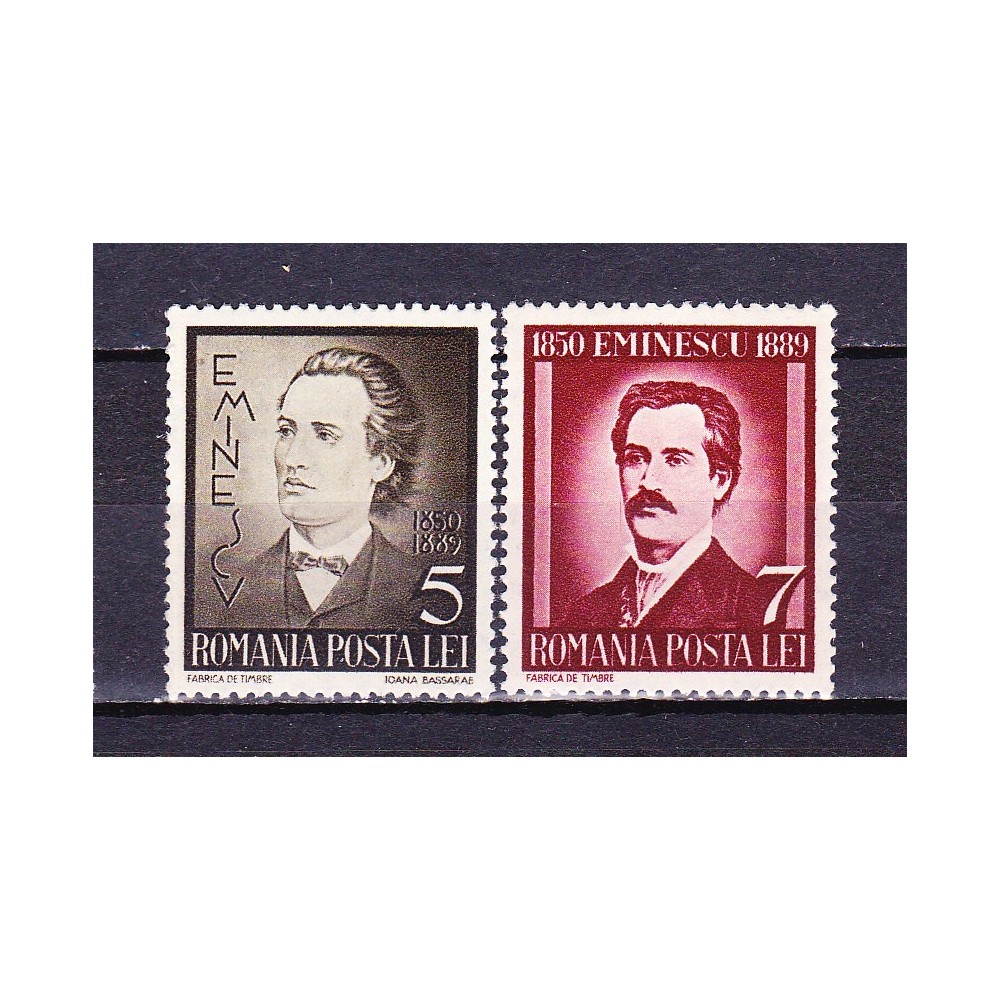 Timbre ROMANIA 1939/* 130 = ANIV. 50 ANI MIHAI EMINESCU, MNH | arhiva ...