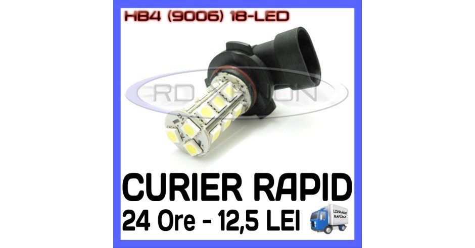 BEC AUTO LED HB4 9006 18-SMD LUMINI DE ZI (DRL) FAZA LUNGA (FLASH ...