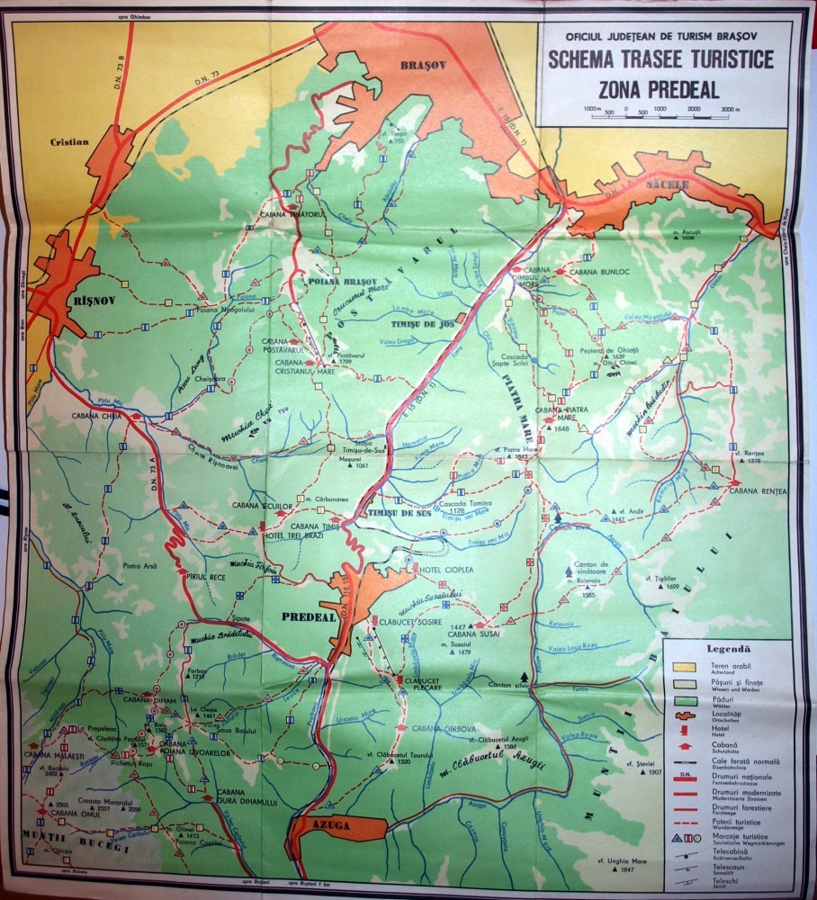 HARTA ROMANIA - SCHEMA TRASEE TURISTICE ZONA PREDEAL | arhiva Okazii.ro
