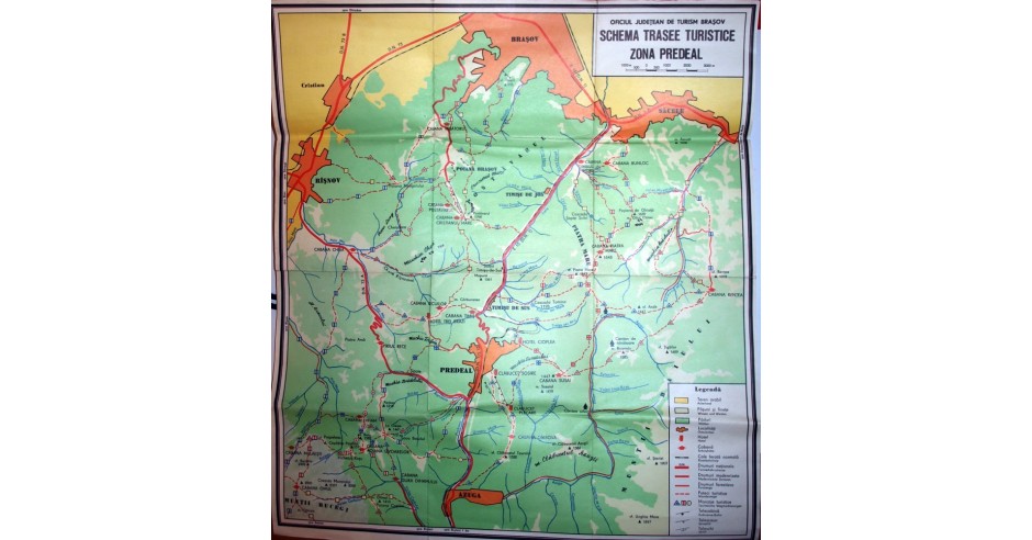HARTA ROMANIA - SCHEMA TRASEE TURISTICE ZONA PREDEAL | arhiva Okazii.ro