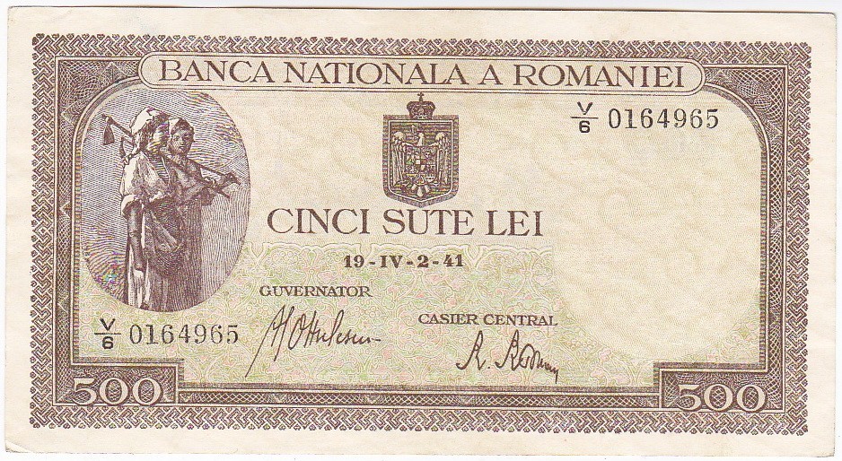 Bancnota 500 lei 2 IV 1941 filigran vertical VF | arhiva Okazii.ro