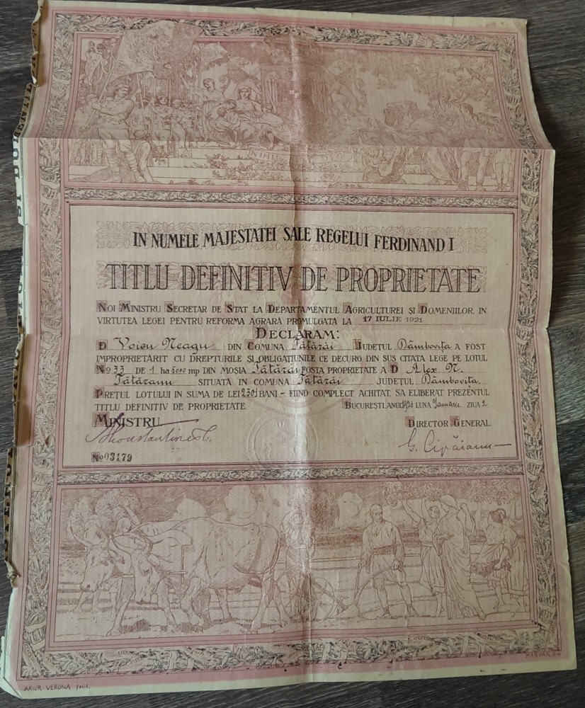 TITLU DEFINITIV DE PROPRIETATE DIN TIMPUL REGELUI FERDINAND I | arhiva ...
