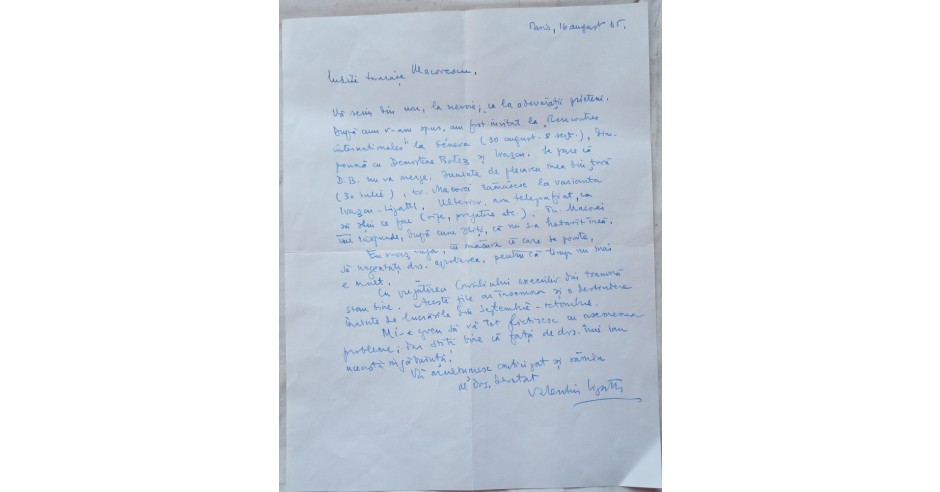 Scrisoare a diplomatului , profesorului si scriitorului Valentin ...