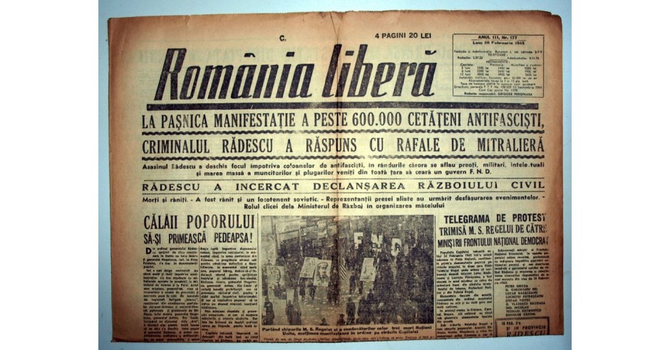 ZIAR VECHI - ZIARUL ROMANIA LIBERA - 26 FEBRUARIE 1945 | arhiva Okazii.ro