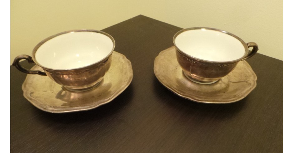 Cescute de cafea din portelan si argint | arhiva Okazii.ro