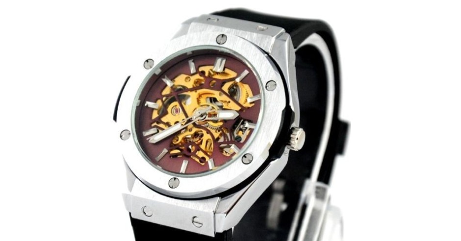 Ceas Mecanic / Automatic , Barbatesc , Curea Silicon - Skeleton ...
