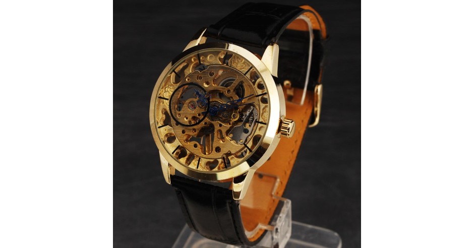 Ceas WINNER FULL SKELETON Mecanic, Barbatesc , Curea Piele - Culoare ...