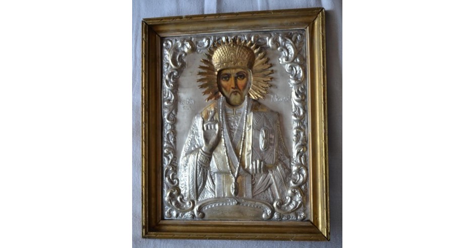 Icoana Argint si Aur in relief din 1930 (DIMENSIUNI MARI) / Icoana ...