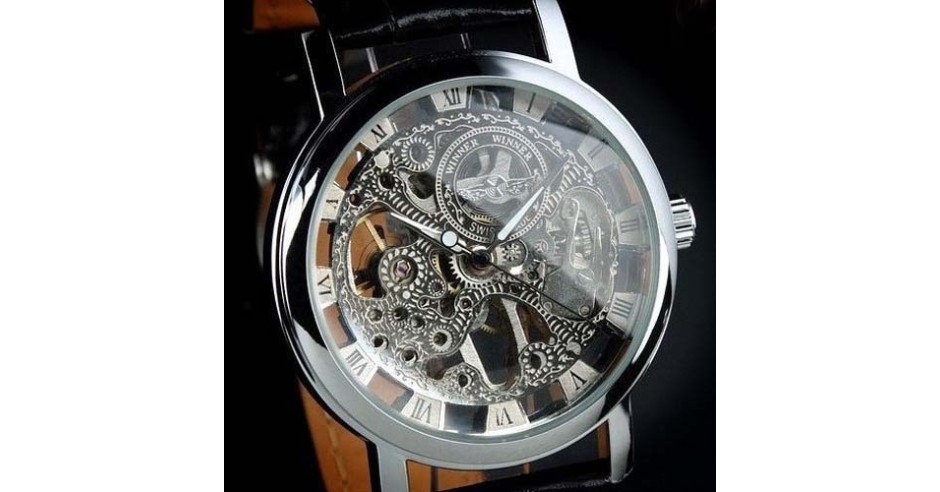 Ceas Winner Mecanic Barbati Automatic SKELETON Winner Imperial BLUE ...