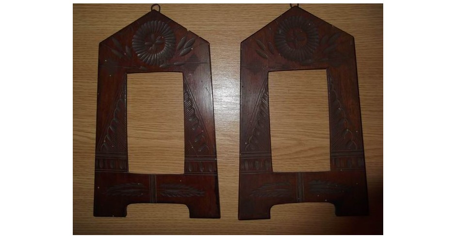 SUPERBA PERECHE DE RAME VECHI DIN LEMN LUCRATE MANUAL | arhiva Okazii.ro