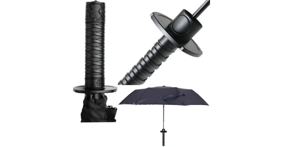 UMBRELA sabie katana SAMURAI ninja neagra parapleu cortel parazol ...