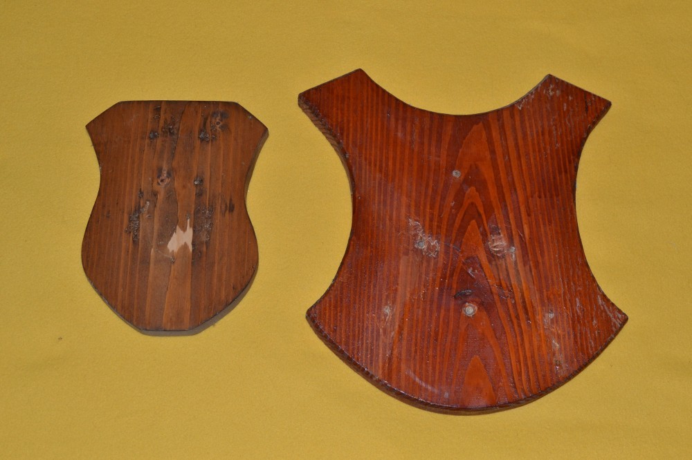 Set doua panoplii din lemn masiv / Panoplie vanatoare / Panoplie trofeu ...