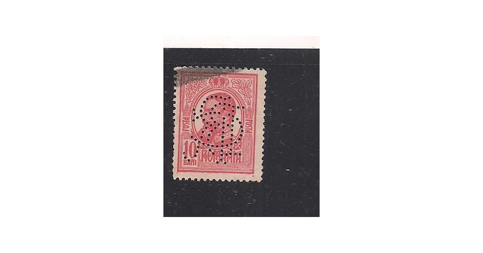 No(08)timbre-Romania 1908-L.P.66- Carol I gravate -PERFIN B.C.R.-10 ...