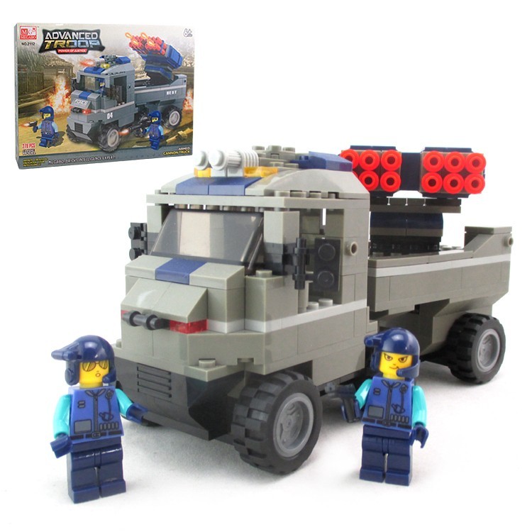 Joc de construit pentru baieti tip LEGO armata, Camion cu Lansator de ...
