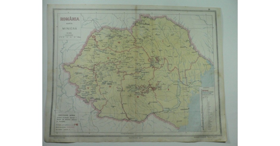 HARTA VECHE - HARTA MINIERA A ROMANIEI MARI - DIN ATLAS GEOGRAFIC 1924 ...