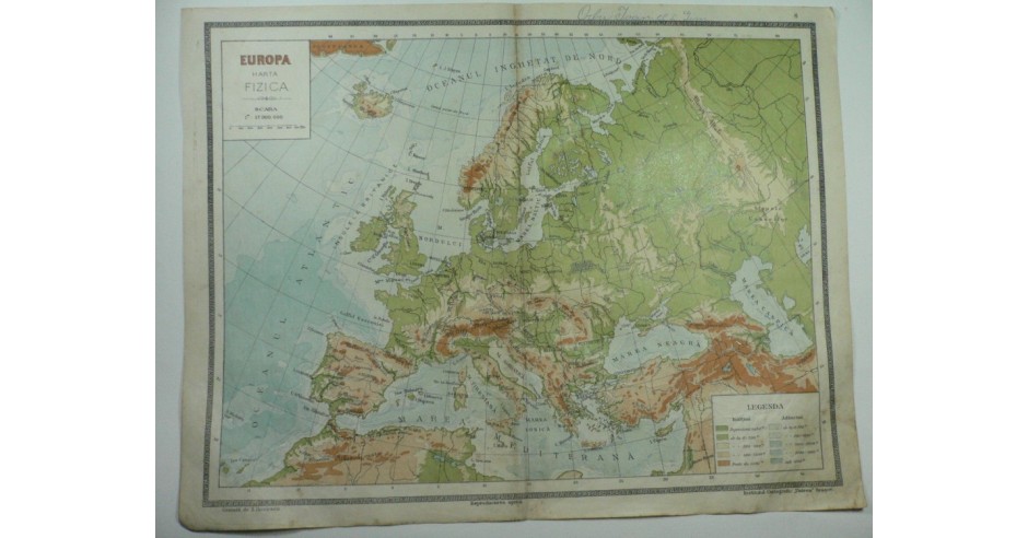 HARTA VECHE - EUROPA HARTA FIZICA - ATLAS GEOGRAFIC 1924 | Okazii.ro
