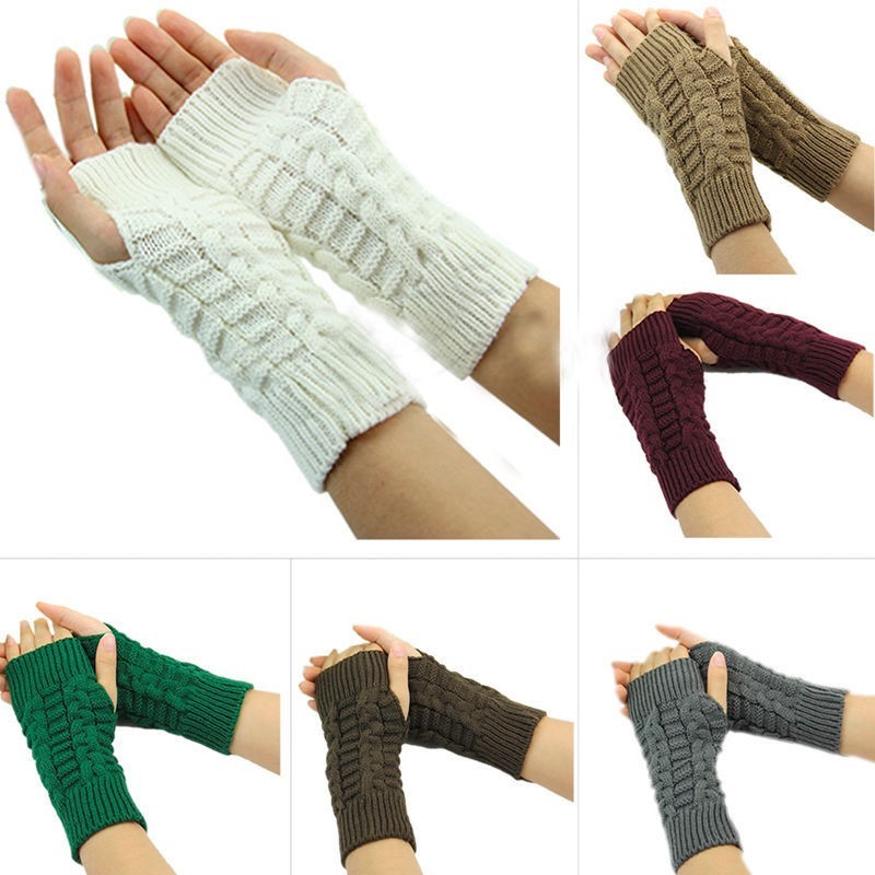 Manusi Fara Degete Crosetate 20cm Negre Fashion Handmade Unisex Dama ...