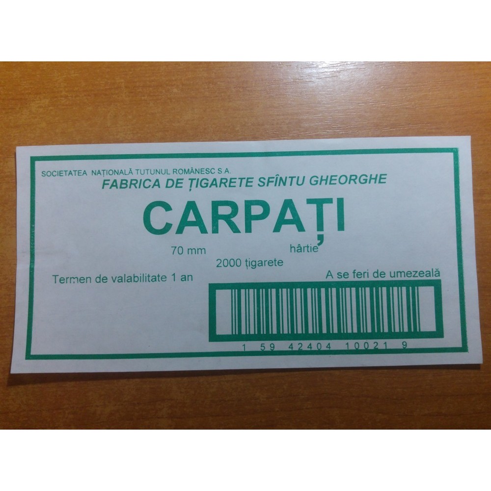 Eticheta originala pt bax tigari romanesti"carpati"-fabrica sfantu ...