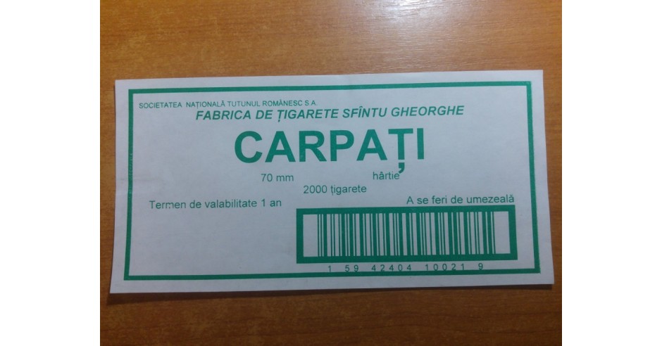 eticheta originala pt bax tigari romanesti"carpati"-fabrica sfantu ...