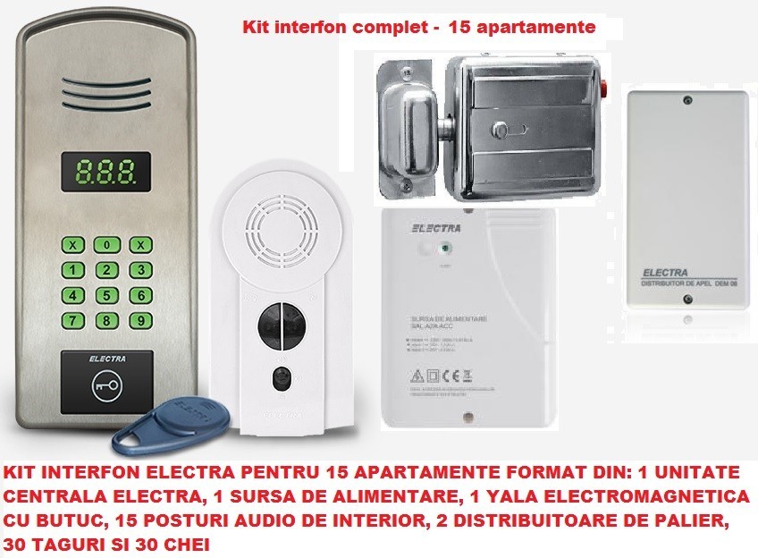 Interfon Electra Analogic pentru 15 apartamente - kit complet | arhiva ...