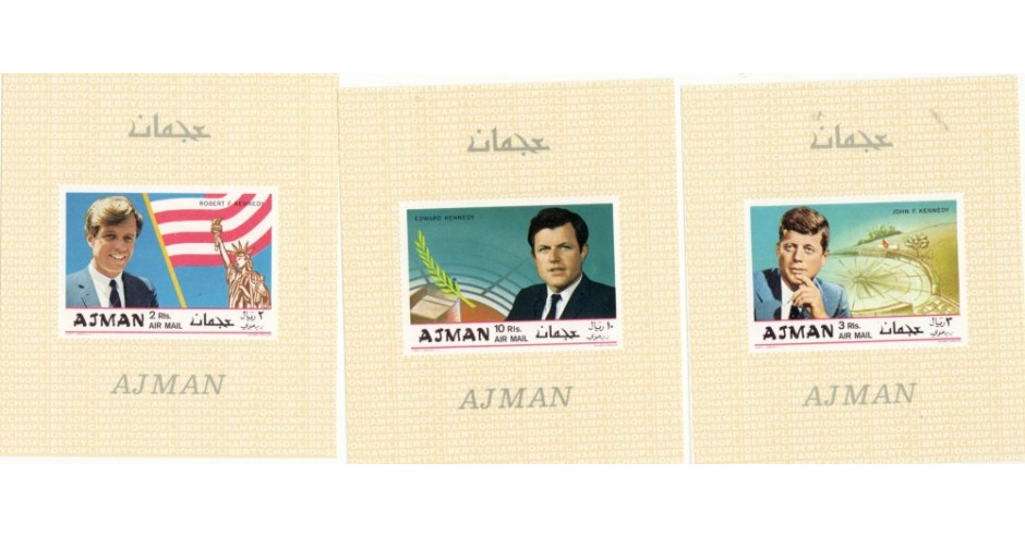 3 COLITE TIMBRE AJMAN NEDANTELATE KENNEDY | Okazii.ro