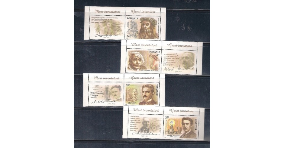 ROMANIA 2014 - MARI INVENTATORI - SERIE CU VINIETA 2 - L P 2052 ...
