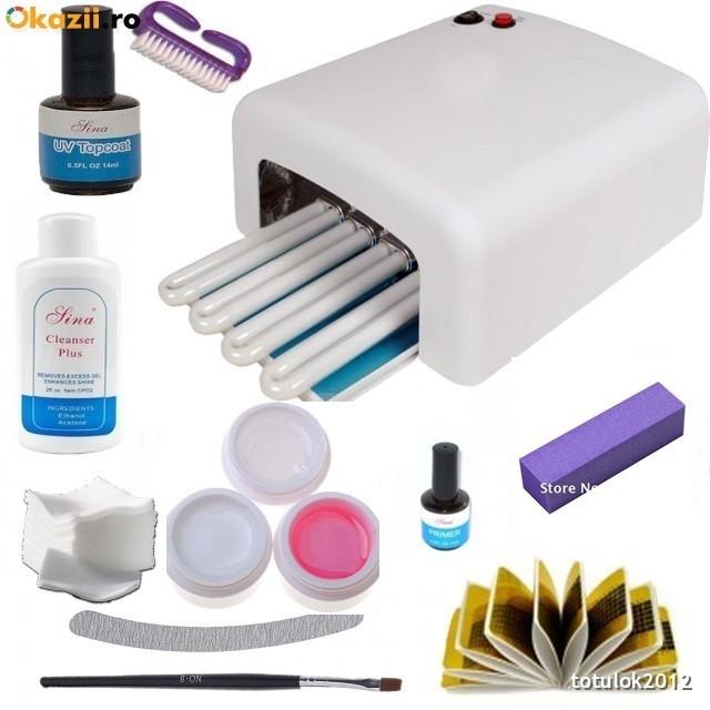 Kit set unghii gel set manichiura lampa uv | arhiva Okazii.ro