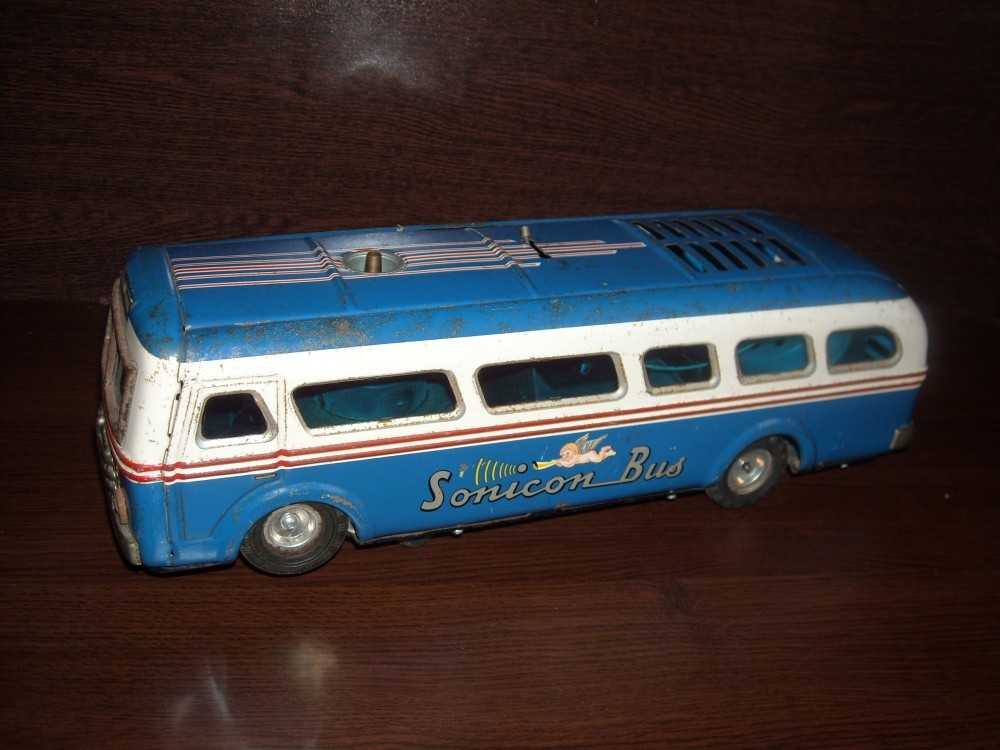 AUTOBUZ VECHI DIN TABLA SONICON BUS ,JUCARIE MADE IN JAPAN ,ANII 60 ...