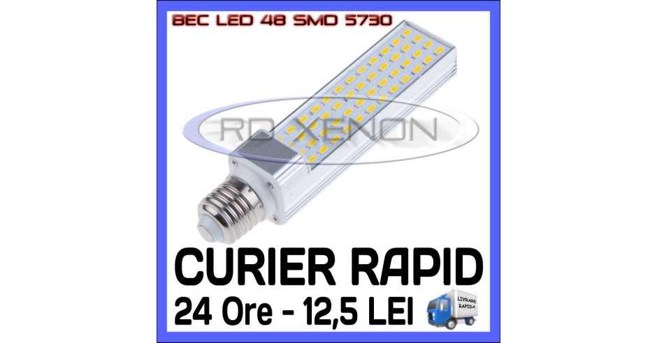 Bec LED E27/E14 8.5W=90W, 890lm, 48 SMD 5730, Alb Cald/Rece, 3000K ...
