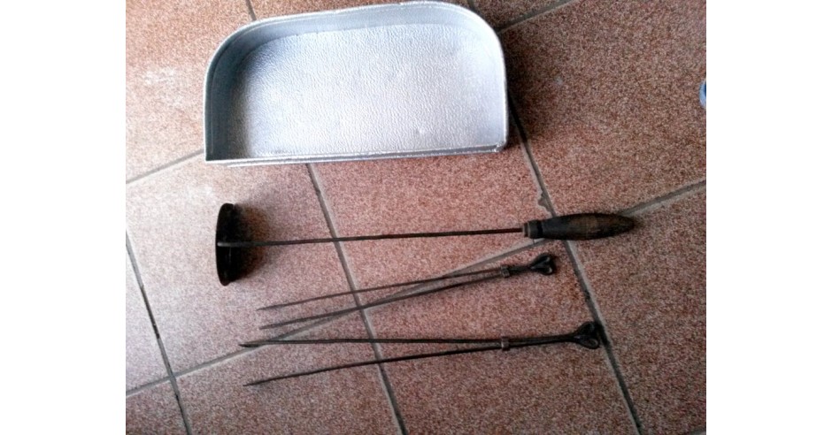 Set - 2 buc. Cleste Soba Lemne Vatrai Clesti + Cenusar SOBA + Tava ...