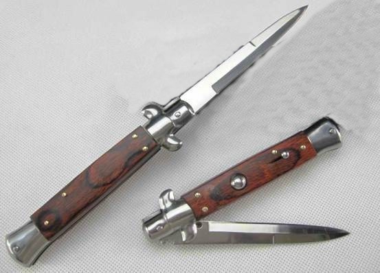 CUTIT. Briceag STILETTO Italian. Plase lemn. Stilet. Stainless steel ...