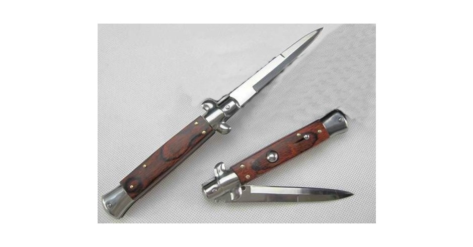 CUTIT. Briceag STILETTO Italian. Plase lemn. Stilet. Stainless steel ...