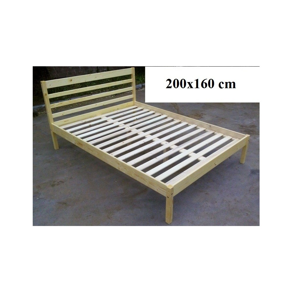 PAT DUBLU, PENTRU DOUA PERSOANE, DIN LEMN MASIV (MOLID) 200X160 CM ...