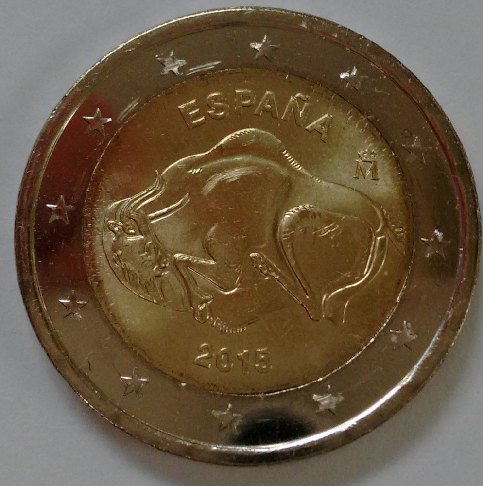 SPANIA moneda 2 euro comemorativ 2015, UNC: Altamira | arhiva Okazii.ro