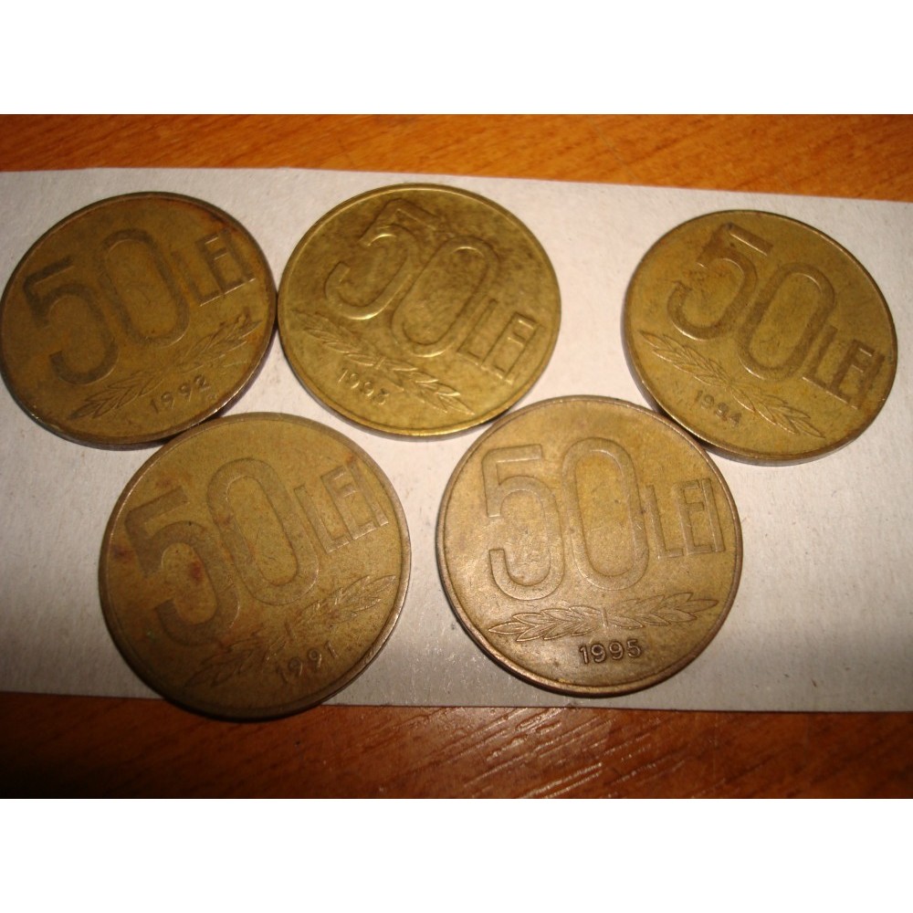 MONEDE DE 50 LEI ROMANIA, 1991, 1992, 1993 , 1994, 1995 | arhiva Okazii.ro