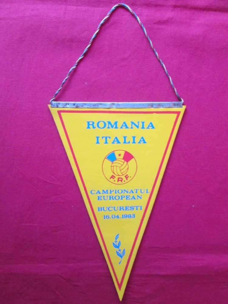 Fanion vechi Romania - Italia Bucuresti 1983 Campionatul European ...