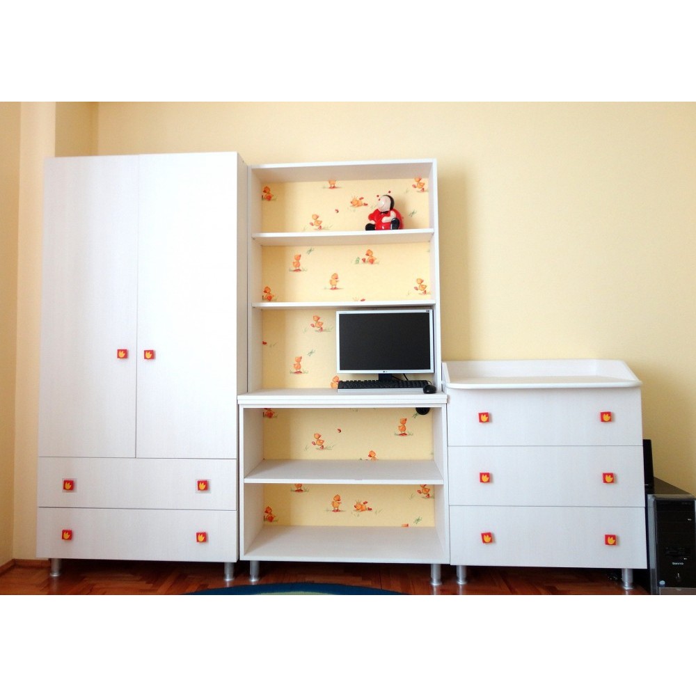 Mobila camera bebe/copii - set 3 corpuri Dulap, Raft, Masa-infasat ...