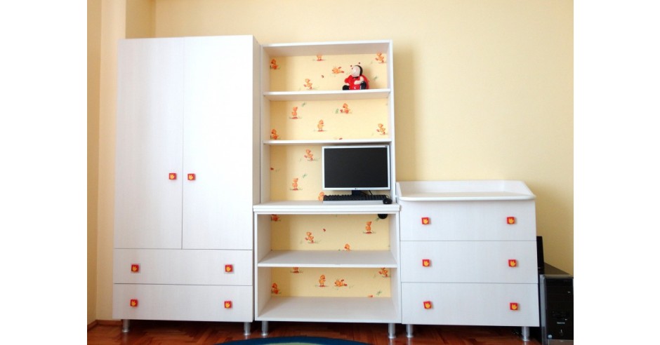 Mobila camera bebe/copii - set 3 corpuri Dulap, Raft, Masa-infasat ...