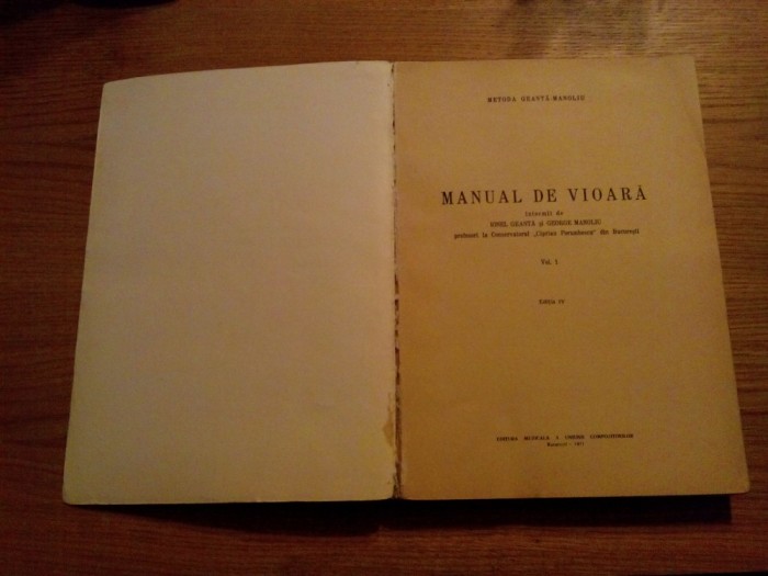 Manual Vioara Vol. I - Ionel Geanta, George Manoliu (1974) - Metoda ...