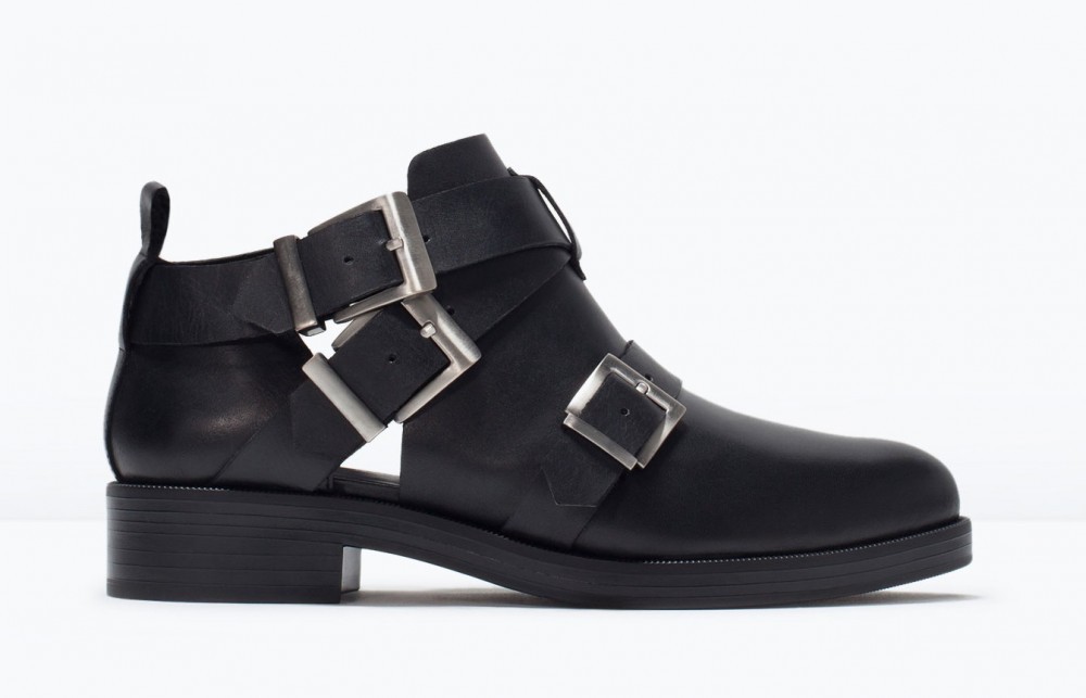 ZARA ghete botine piele naturala decupate cu catarame - colectia 2015 ...