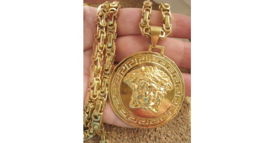 Model VERSACE MEANDROS Lant +medalion inox placat =80 ron | arhiva ...