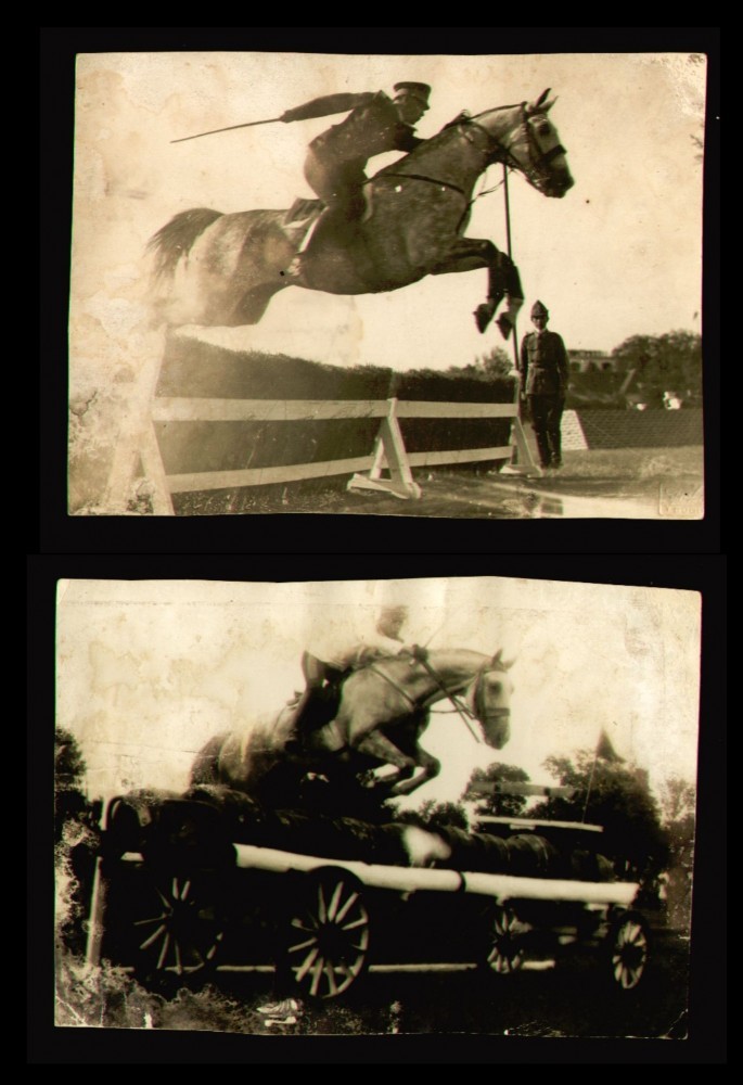 1931-1932 Lot 2 fotografii Felix Topescu concurs hipic, campion ...