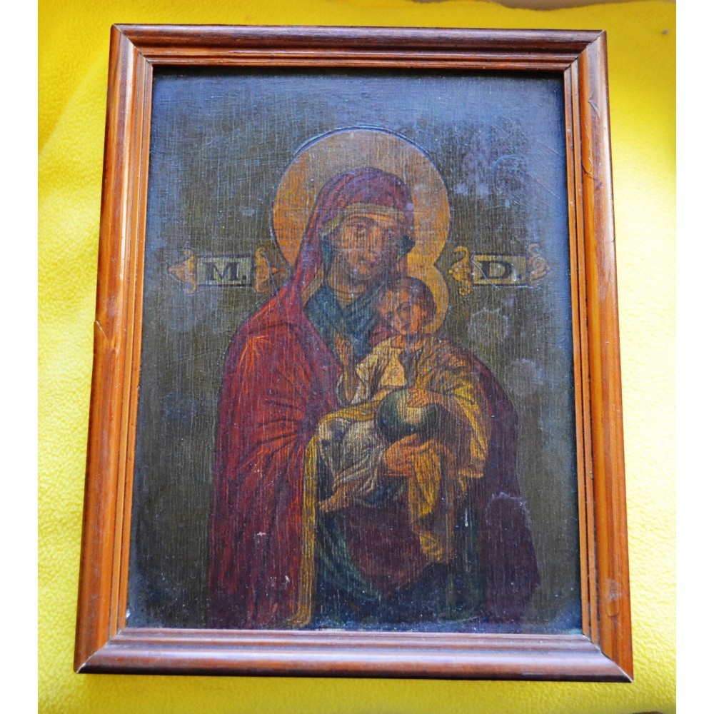 Icoana veche Fecioara Maria si Pruncul ISUS anii 1900 / Icoana MAICA ...